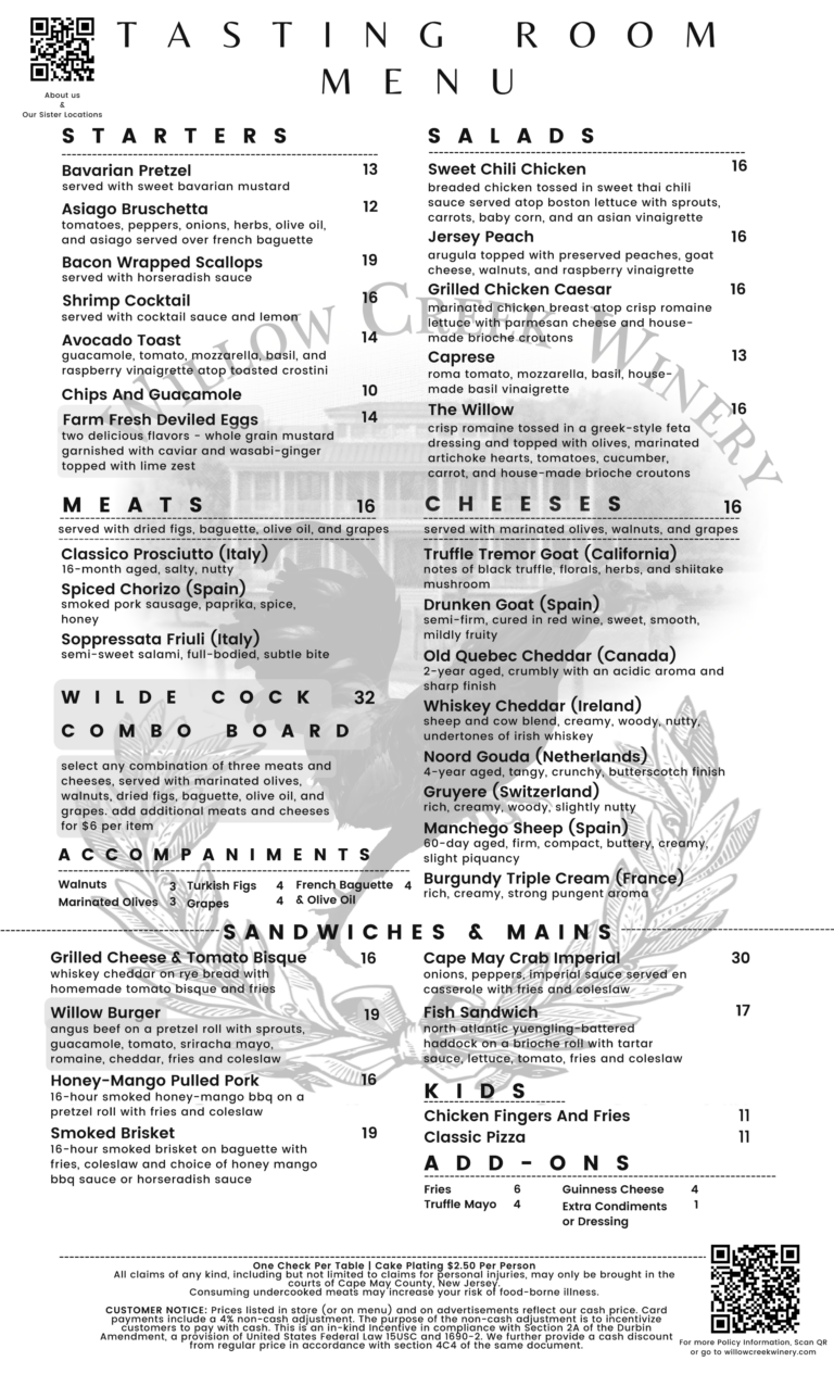 Menus - Willow Creek Winery & Farm