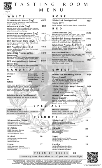 Menus - Willow Creek Winery & Farm