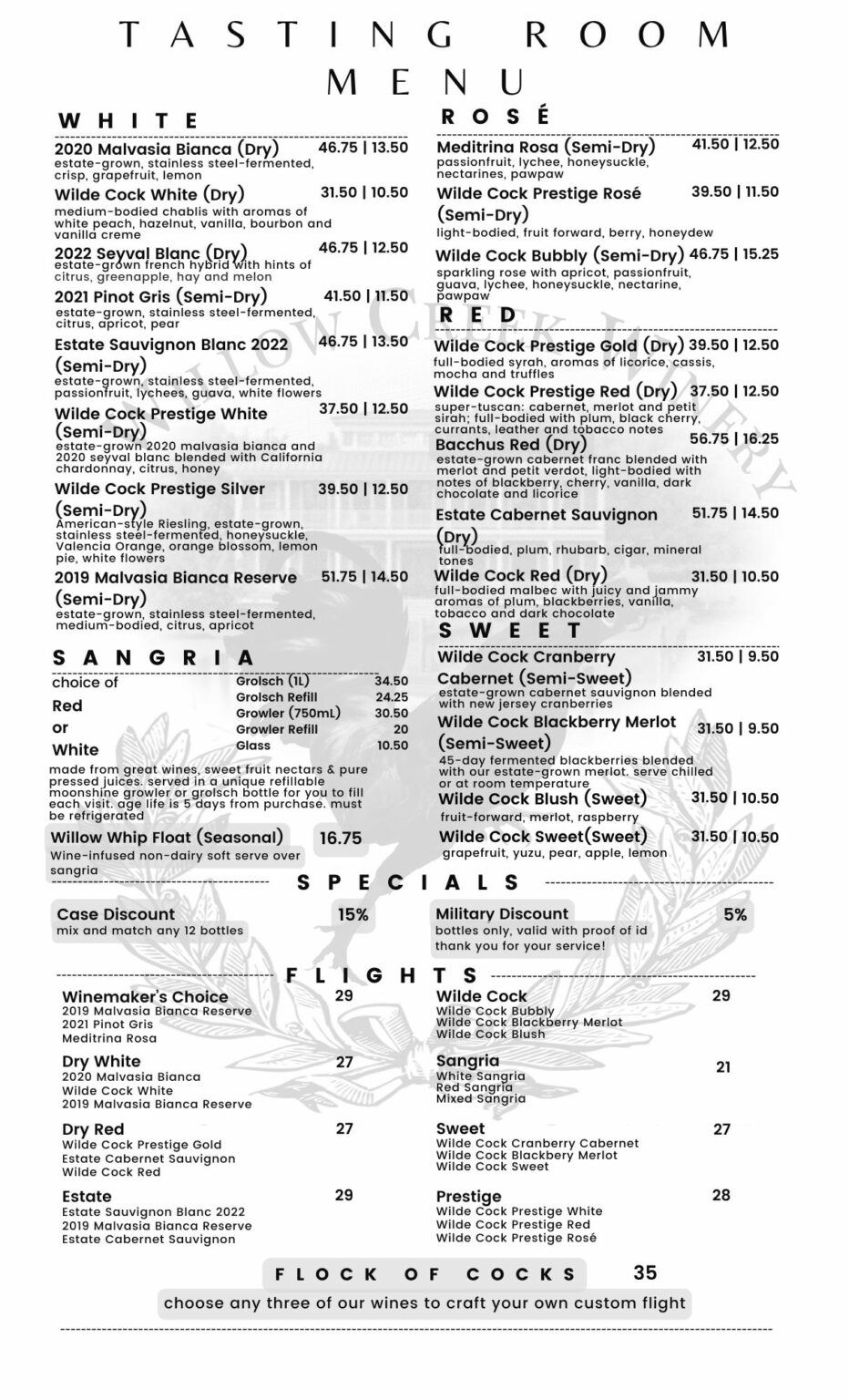 Menus - Willow Creek Winery & Farm